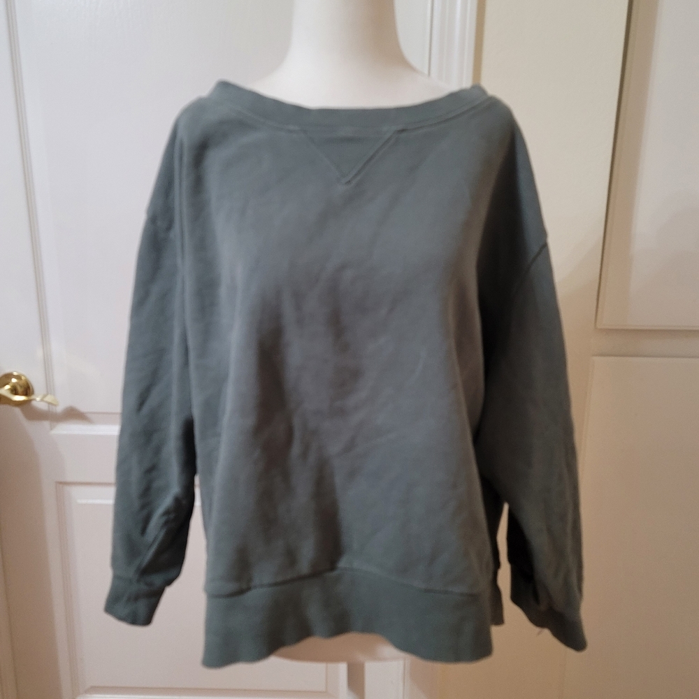 Cos Boxy Scoop Neck Sweater Large - Gem